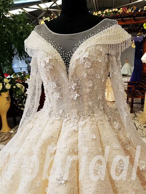 Wedding Dress Illusion Neckline Long Sleeve Ball Gown