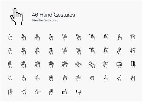 Hand Finger Gestures Pixel Perfect Icons Hand Line 523660 Vector Art