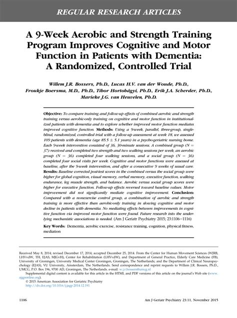 Pdf A Nine Week Long Aerobic And Strength Training Program Improves