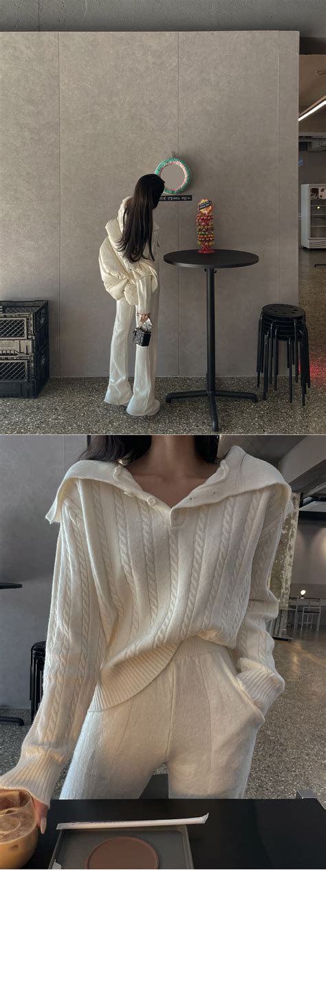 메이빈스 보니 꽈배기 니트and팬츠set니트세트 팬츠세트 니트바지 카라니트 꾸안꾸 세트 데일리 스웨터