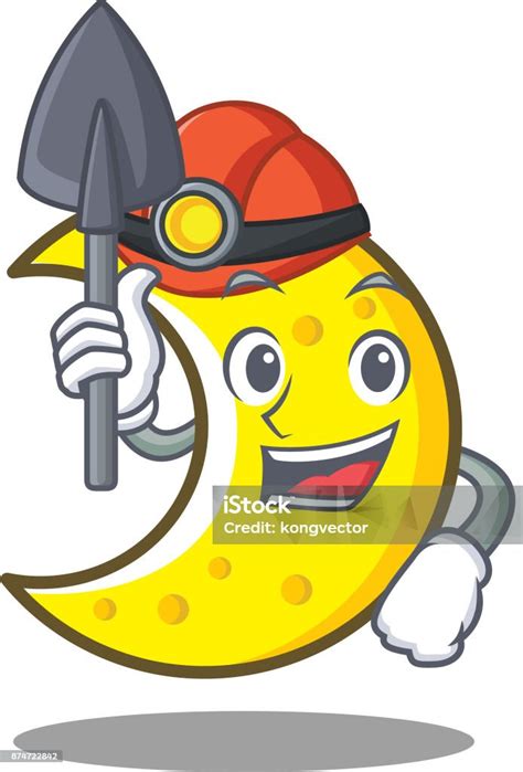 Kartun Karakter Bulan Sabit Penambang Ilustrasi Stok Unduh Gambar