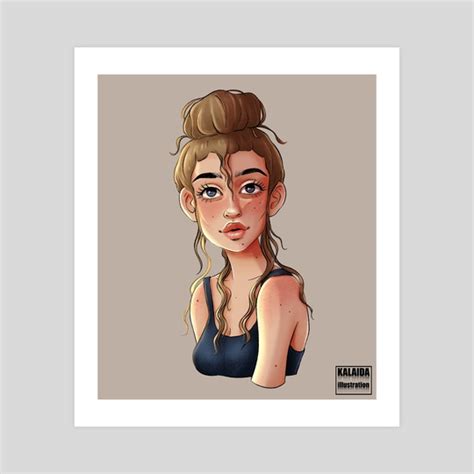 Girl With The Messy Bun An Art Print By Kalaida Illustration Inprnt
