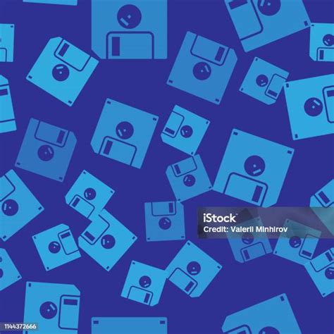 컴퓨터 데이터 저장 아이콘에 대 한 파란색 플로피 디스크 파란색 배경에 고립 된 완벽 한 패턴입니다 디스켓 기호입니다 벡터 일러스트 0명에 대한 스톡 벡터 아트 및 기타