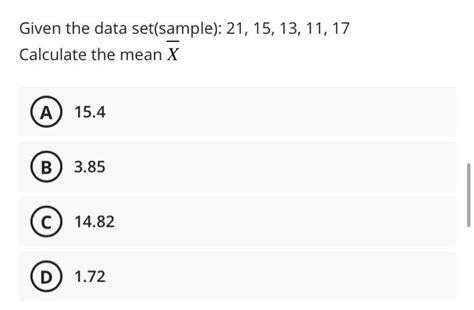Solved Given The Data Setsample 2115131117 Calculate