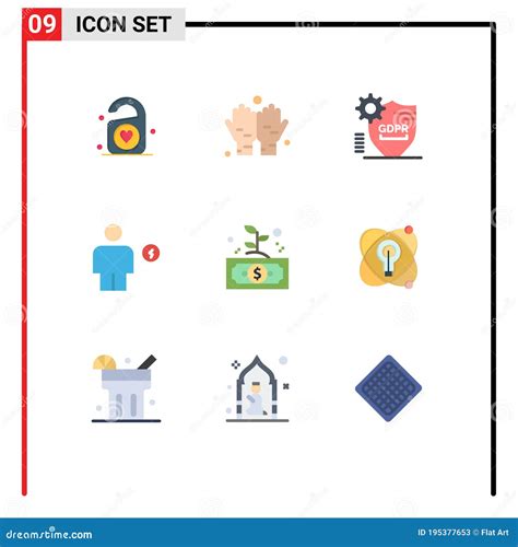 Set Of 9 Vector Flat Colors On Grid For Business Energy Locked