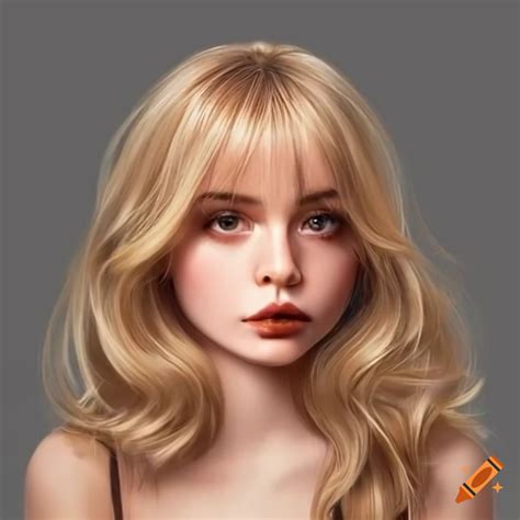 Portrait Of A Girl With Hazel Eyes And Honey Blonde Wavy Hair On Craiyon