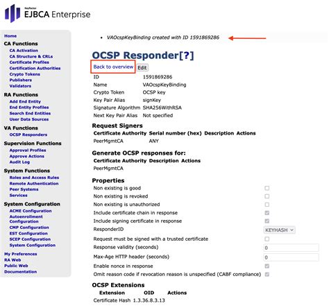 Step 3 Create Ocsp Key Binding In Va And Publisher In Ca Hardware Appliance
