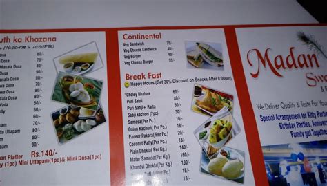 Menu At Madan Sweets And Food Point Ghaziabad 126 Rakesh Marg