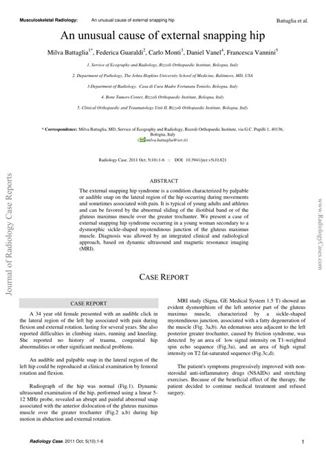 Pdf An Unusual Cause Of External Snapping Hip