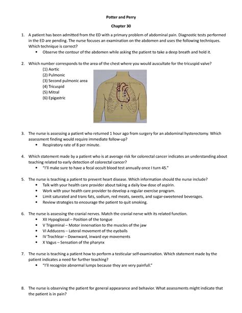 Potter And Perry Exam Potter And Perry Chapter 30 1 A Patient Has