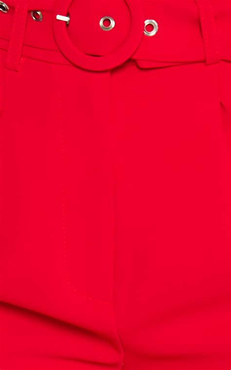 Reyna Two Piece Set Crop Top And Tailored Pants Set In Red Showpo
