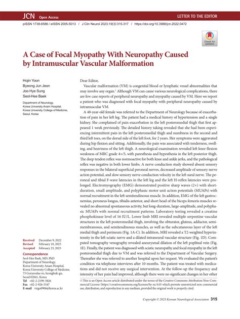 Pdf A Case Of Focal Myopathy With Neuropathy Caused By Intramuscular