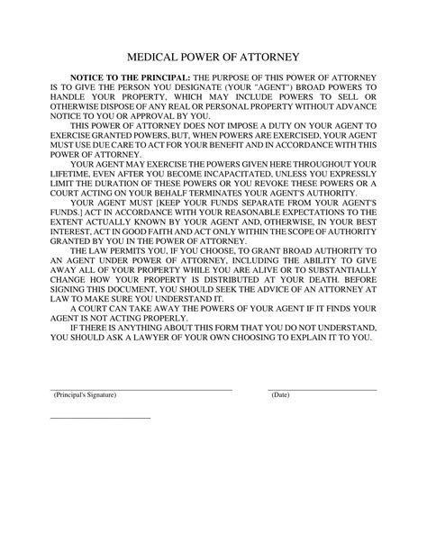 Free Printable Medical Power Of Attorney Templates Pdf Word