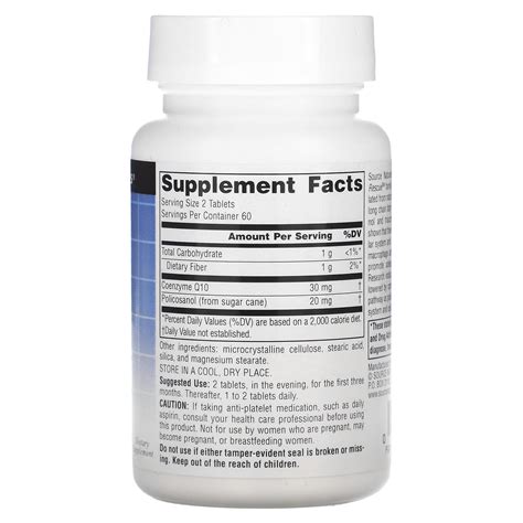 Source Naturals Policosanol With Coenzyme Q10 10 Mg 120 Tablets