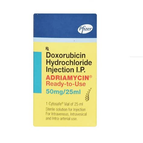 Doxorubicin Pfizer Adriamycin 50 Mg Injection Packaging 1 Vial At