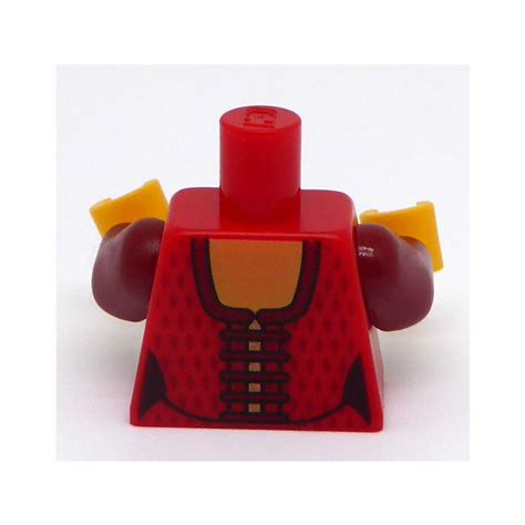 Lego Red Minifigure Torso With Bodice Dress With Beige Floral Insert