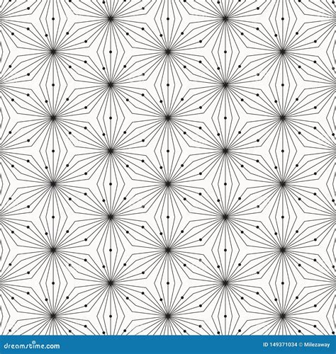 Vector Pattern Repeating Linear Hexagon On Abstract Linear Flower