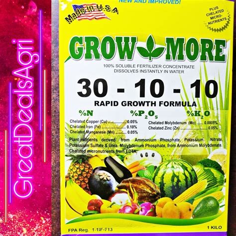 Grow More Fertilizer 30 10 10 Rapid Growth Formula 1 Kilo Grow More
