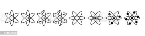 アトムアイコンセット分子または原子の記号白い背景にベクターイラスト くるくる回るのベクターアート素材や画像を多数ご用意 くるくる回る