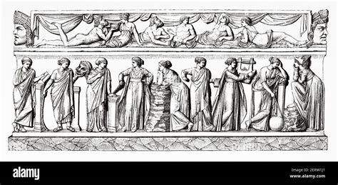 Sarcophagus Of The Muses Relief From A Marble Sarcophagus Found In