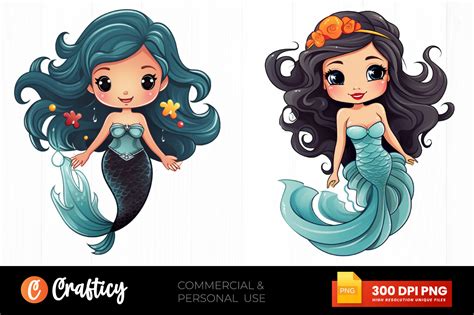 Watercolor Mermaid Clipart Set Graphic By Graftify Creative Fabrica