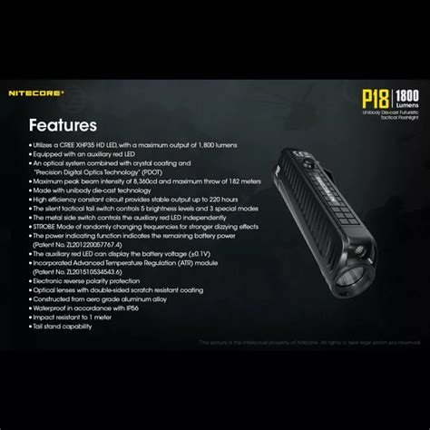 Nitecore P18 Tactical Torch with Silent Tail Switch | Nitecore.co.uk