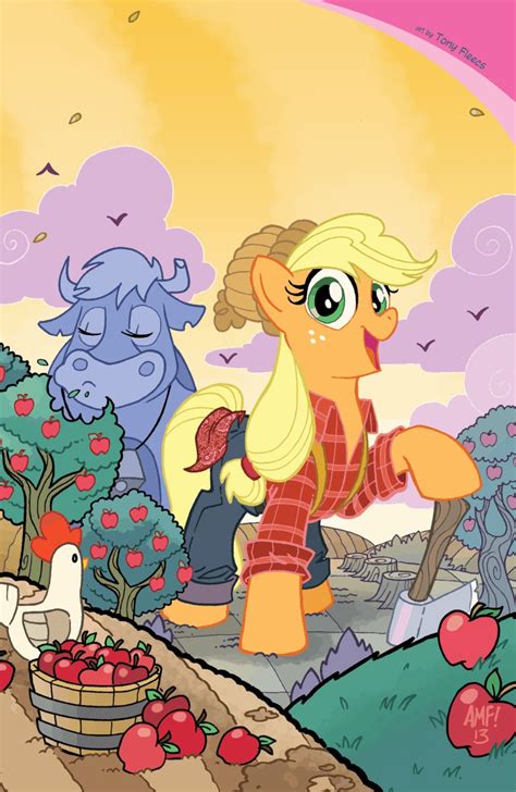 960942 Safe Idw Applejack Cow Earth Pony Pony 4chan Apple