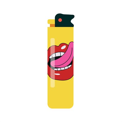 Bright Yellow Lighter With Sexy Lips And Tongue Print Vector