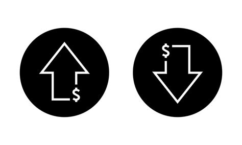 Up And Down Arrow Dollar Icon On Black Circle Usd Growth And Decline