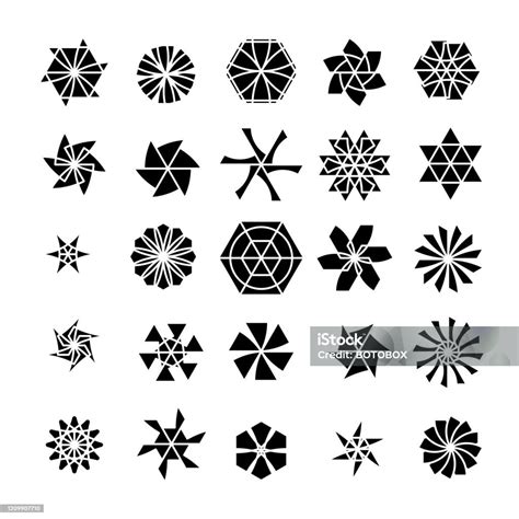 다양한 모양의 슈리켄 아이콘 세트입니다 닌자 별 기호 세트입니다 표창에 대한 스톡 벡터 아트 및 기타 이미지 표창 검은색