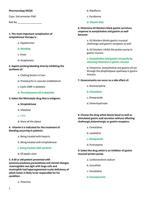 SOLUTION Bsn Pharmacology 3rd Semester Mcqs Studypool