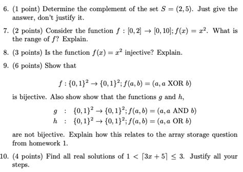 solved 6 1 point determine the complement of the set