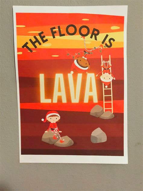 Elf Props Printable The Floor Is Lava Sign Digital File Etsy