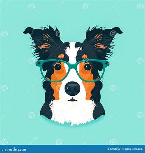 Muzzle Of A Cute Dog With Glasses Generative Ai Stock Illustration
