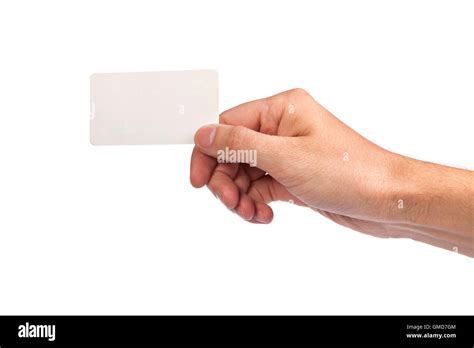 Businessman S Hand Holding Blank Business Card Stock Photo Alamy