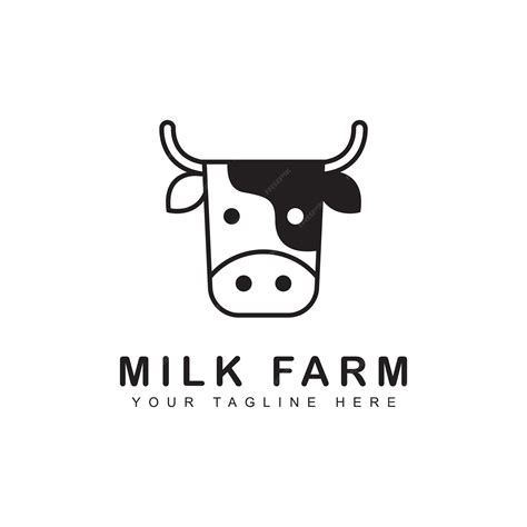 Logo Du Lait Design Plat Avec Un Joli Visage De Vache Pour étiquettes