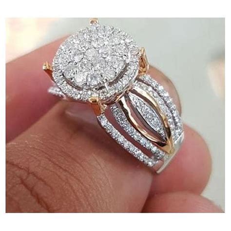 925 Sterling Silver Two Tone Diamond Engagement Wedding Band Ring