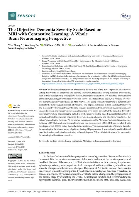 Pdf The Objective Dementia Severity Scale Based On Mri With