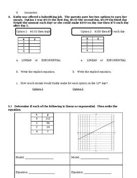 Unit Review Arithmetic Geometric Sequences Linear Vs Exponential