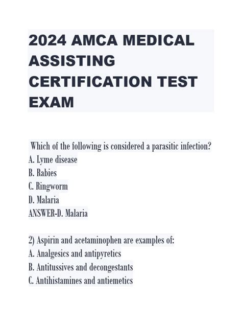 2024 Amca Medical Assisting Certification Test Exam Pdf Diastole Heart