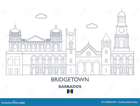 Bridgetown City Skyline Barbados Stock Vector Illustration Of