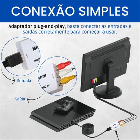 Adaptador Hdmi Para Av Rca Converte Tv De Tubo Antiga Para Full Hd Fonte Inclusa Shopee Brasil