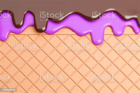 블루베리와 초콜릿 아이스크림은 웨이퍼 배경에 녹아3d 모델과 일러스트레이션 0명에 대한 스톡 사진 및 기타 이미지 0명 3차원 형태 건강한 식생활 Istock
