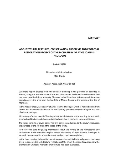 Pdf Abstract Of M Sc Thesis Architectural Features Conservation Problems And Proposal