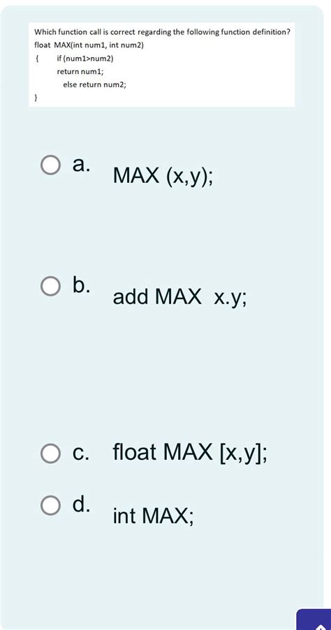 Solved Which Function Call Is Correct Regarding The