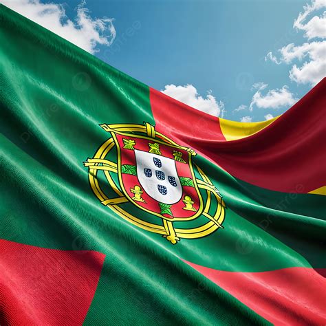 Symbolic Portugal Celebration Flag With Red And Green Tones Symbolic