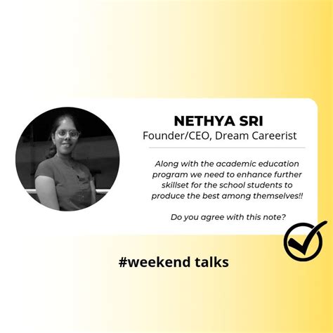 Nethya Sri Subramani On Linkedin Weekendtalks Education People Opportunities Skills