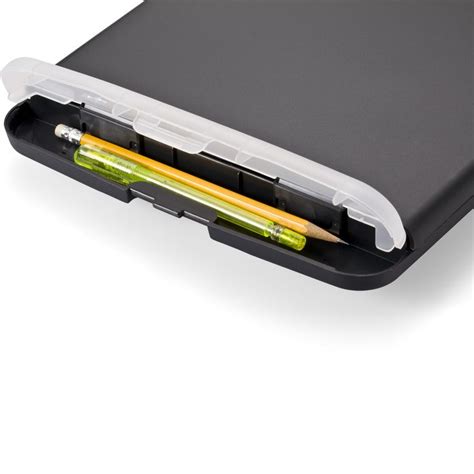 Officemate Slim Clipboard Storage Box With Low Profile Clip Charcoal