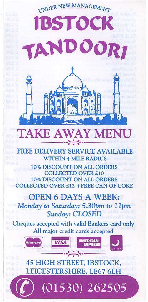 Ruchi Indian Restaurant On High St Ibstock Everymenu