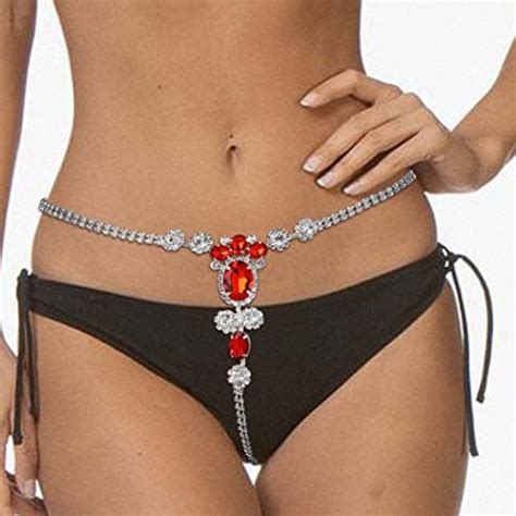 Sethain Boho Strass Unterwäsche Kette Silber Kristall Tanga Höschen